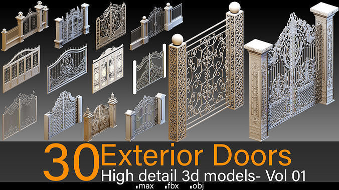 30 Exterior Doors- Vol 01- Kitbash- High detail 3d models 3D model ...