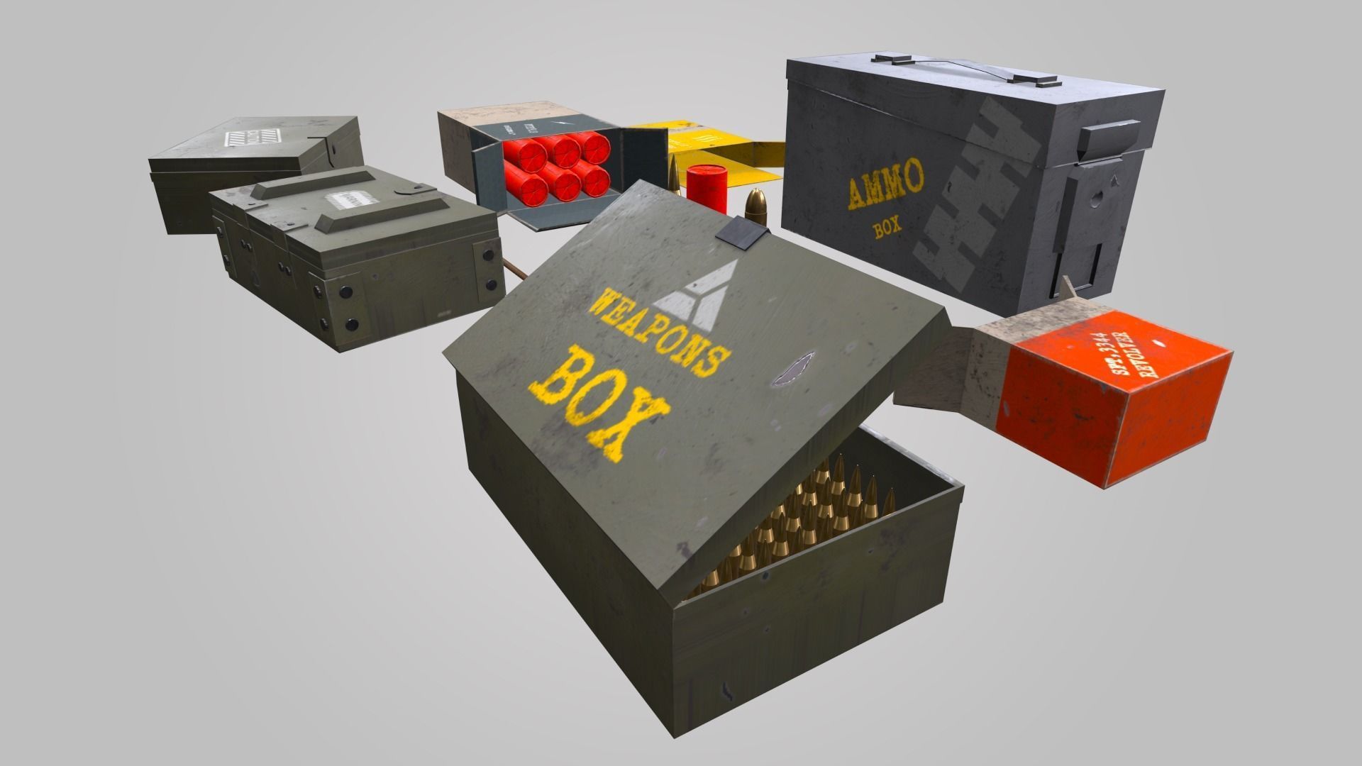 FPS Ammo With Boxes Pack 3D model | CGTrader