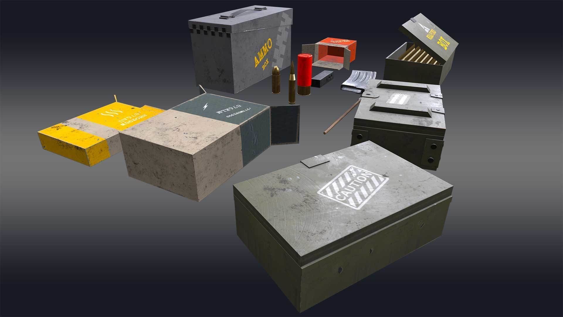FPS Ammo With Boxes Pack 3D model | CGTrader