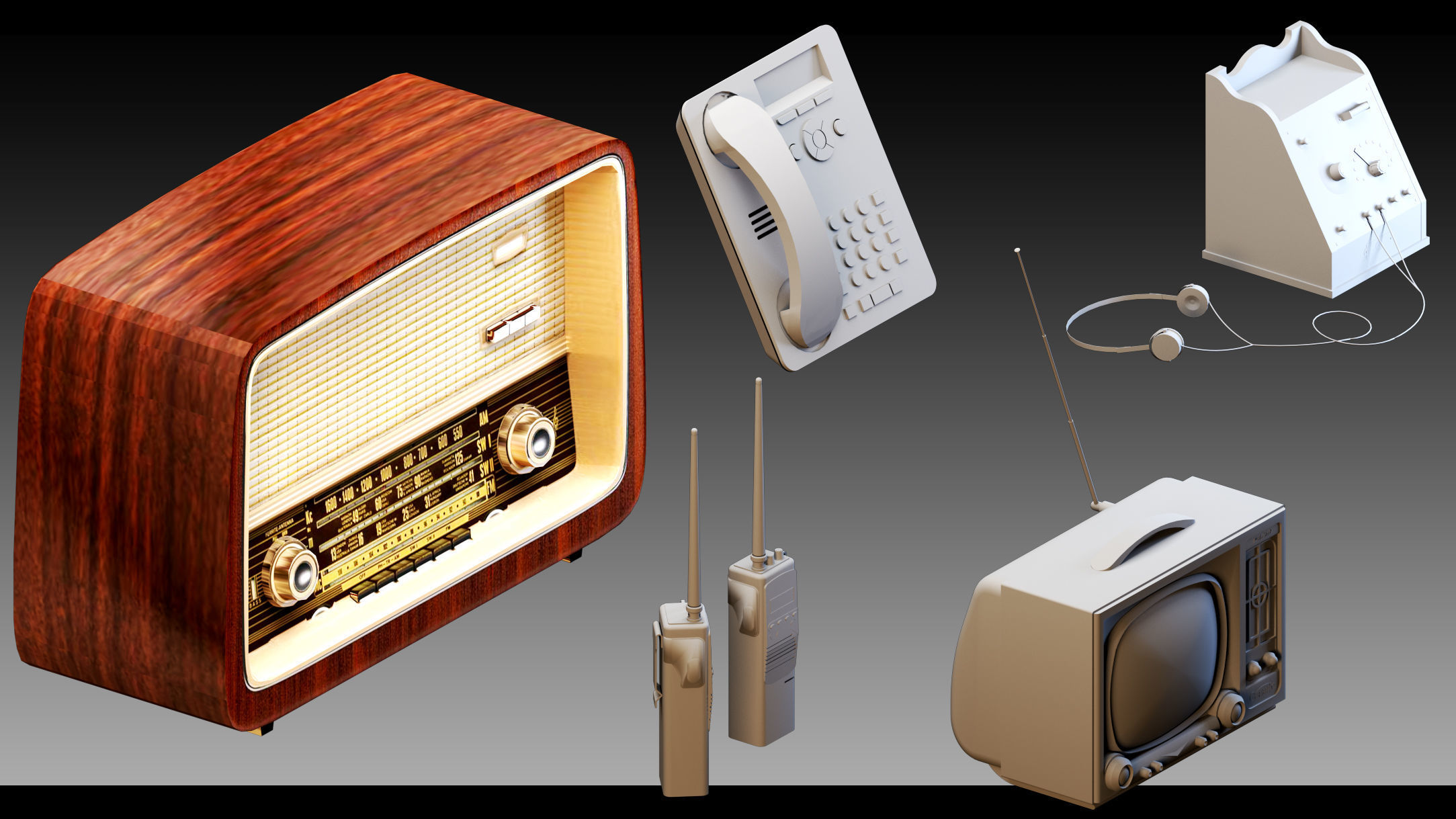3D model 54 Old Devices- High detail 3d models VR / AR / low-poly ...