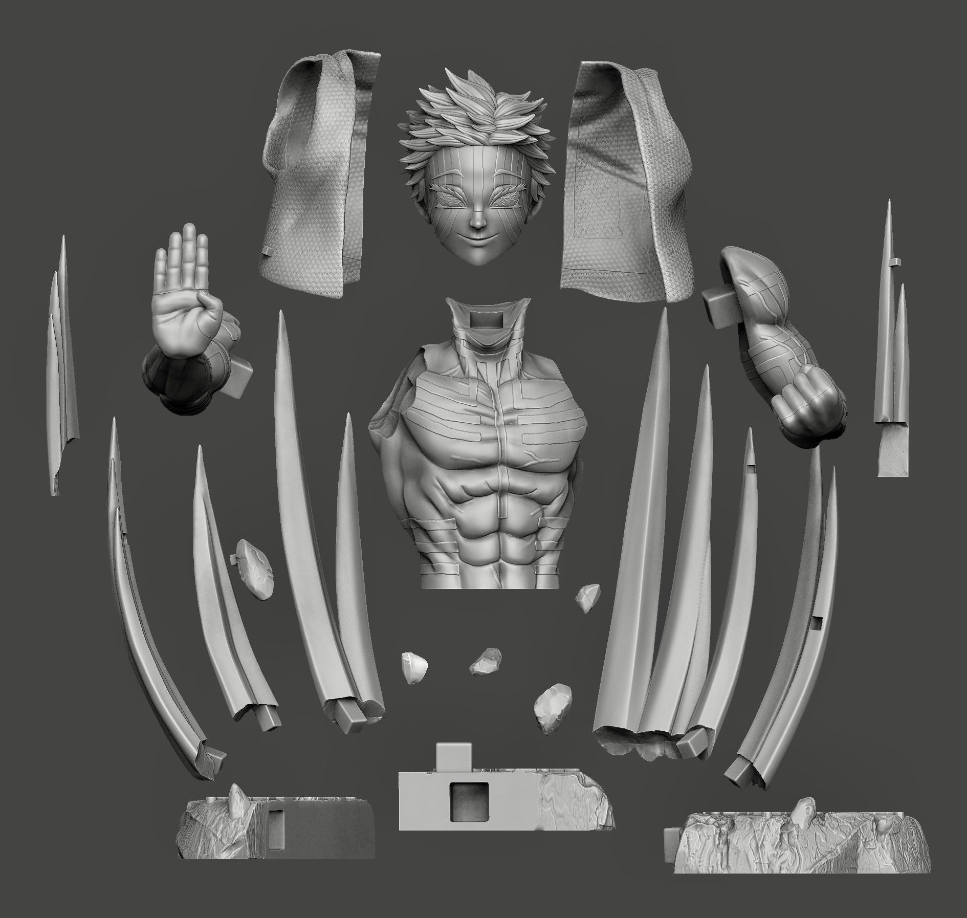 Akaza Bust from anime DEMON SLAYER - STL ready for 3D printing 3D model ...