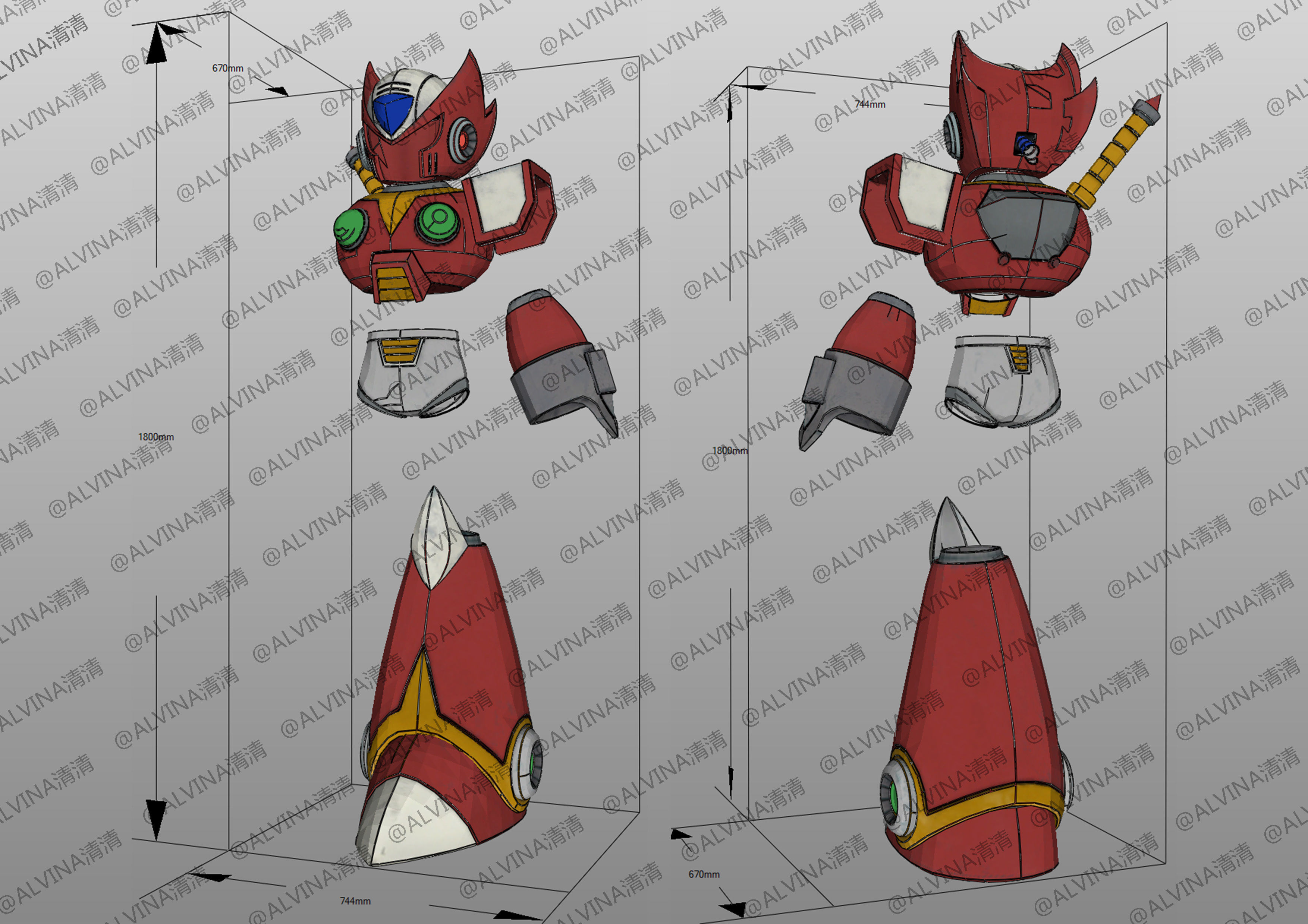 3D model Megaman X Zero Armor - DIY Cosplay Pepakura Foam Template VR ...