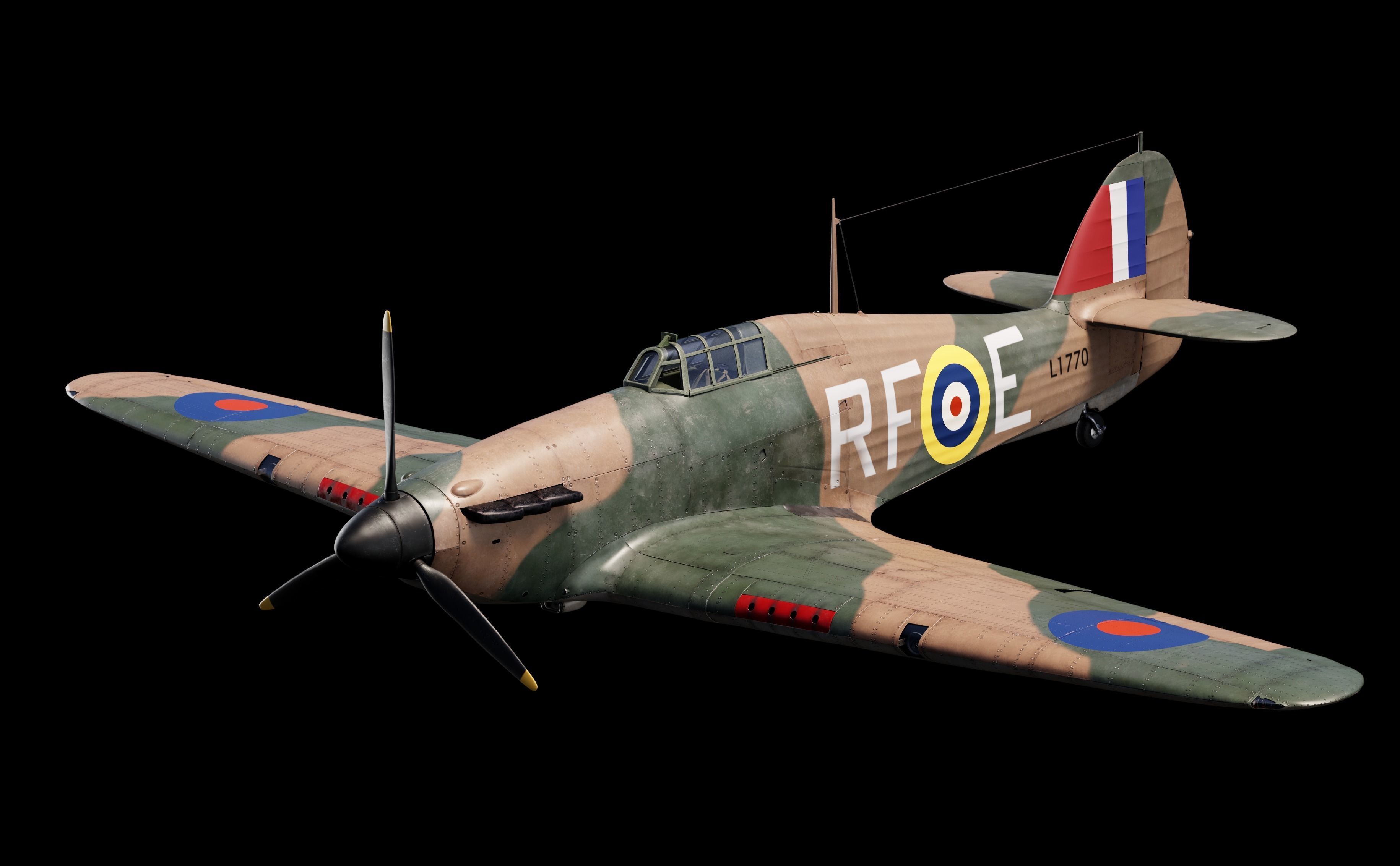Hawker Hurricane MkI 3D model animated rigged | CGTrader