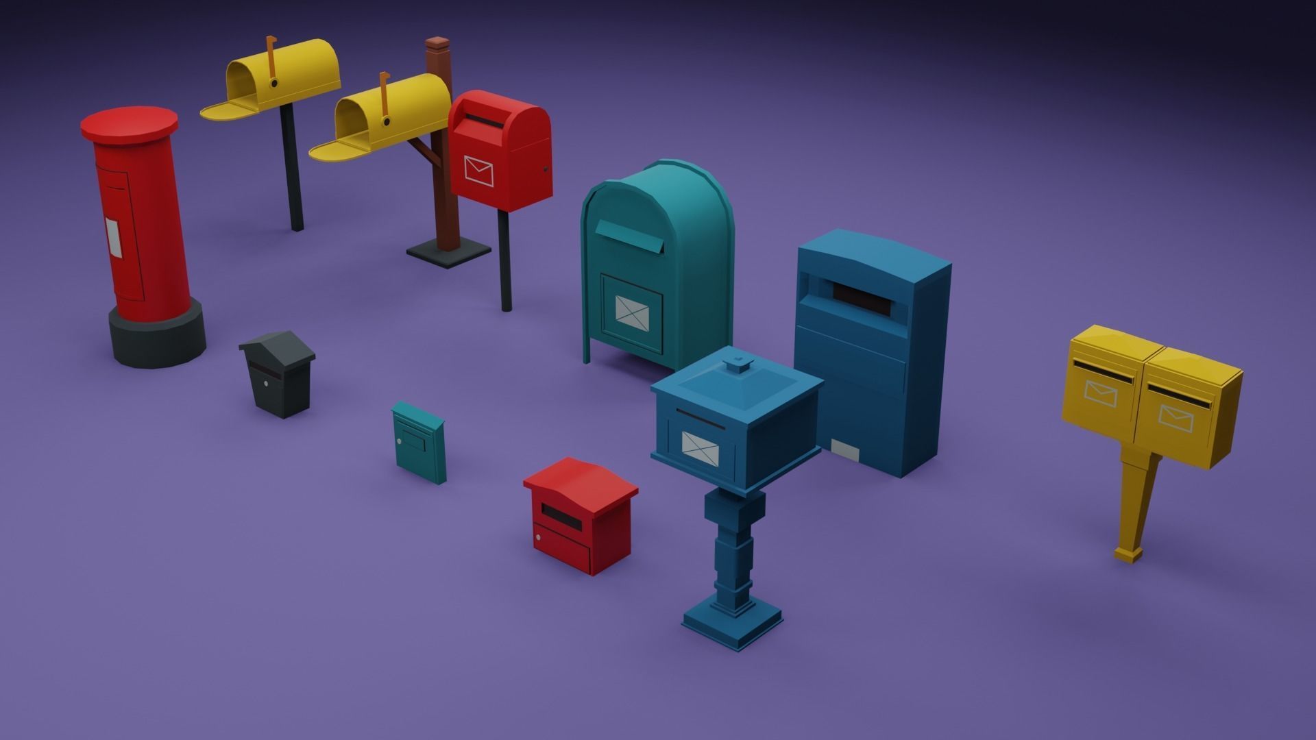 3D model Low Poly Mailboxes VR / AR / low-poly | CGTrader