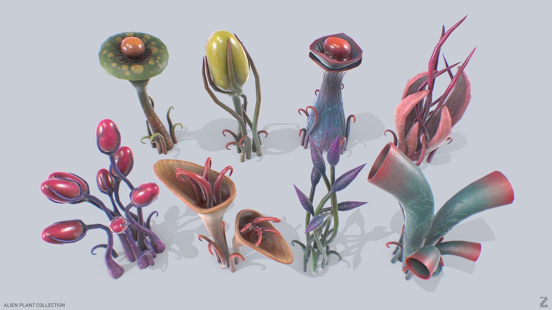 Alien plant collection VR / AR / low-poly | CGTrader