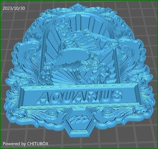 ZODIAC AQUARIUS CNC RELIEF PENDANT SIGN 3D model 3D printable | CGTrader