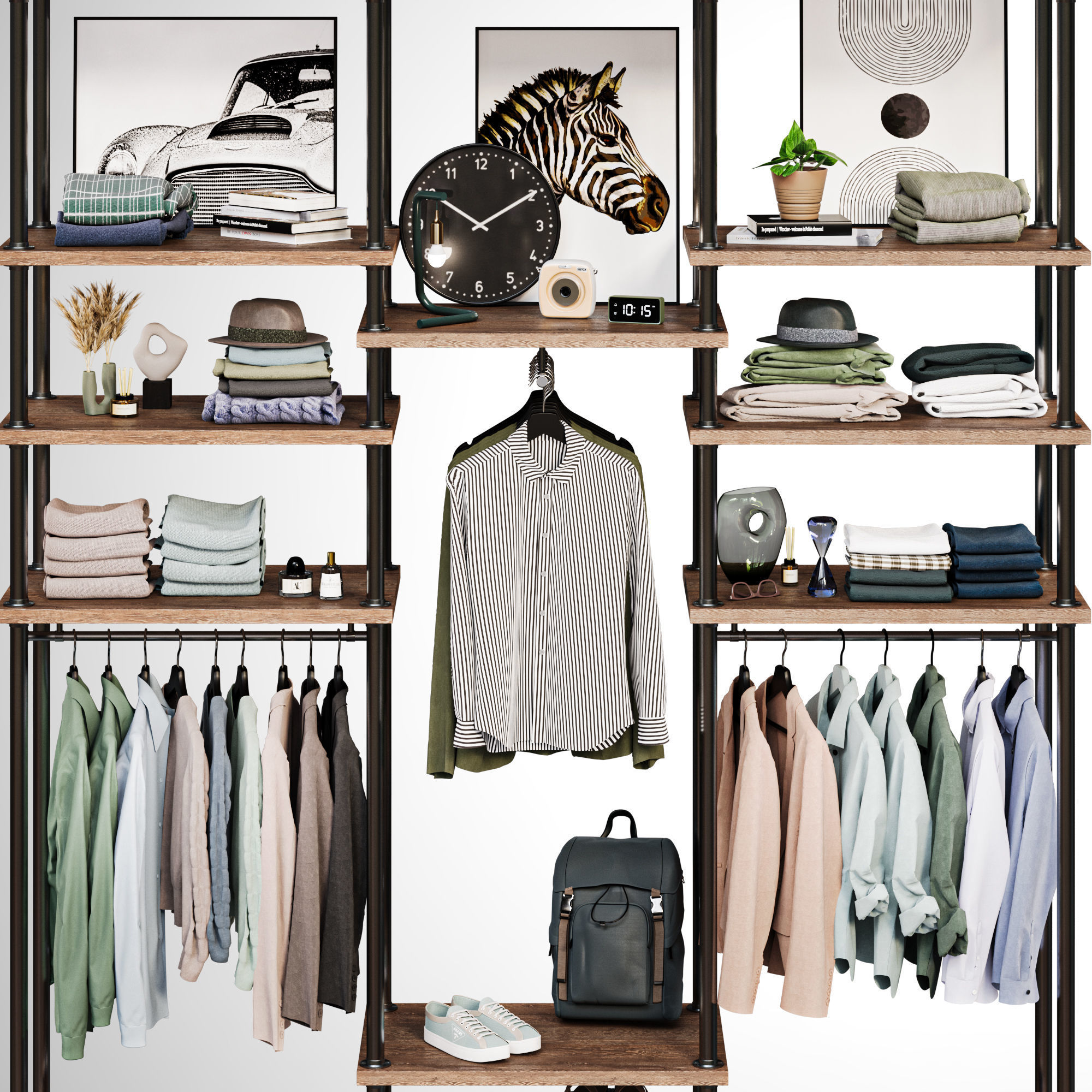 Wardrobe clothing store rack 3D model | CGTrader