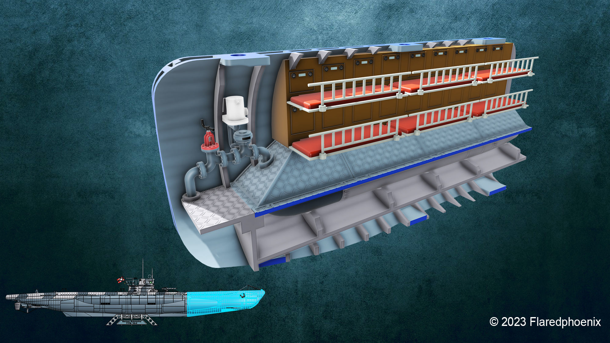 U-Boot Typ VII-C Interior 3D model 3D printable | CGTrader