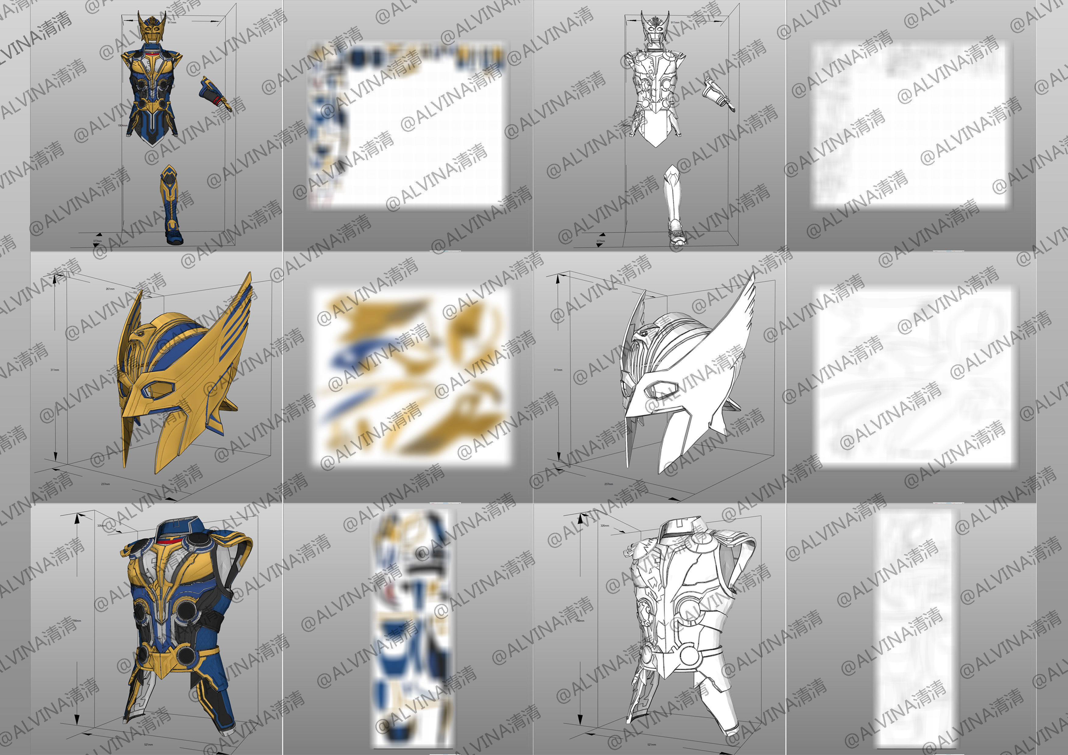 3D model Thor 2022 Armor - DIY Cosplay Pepakura Foam Template VR / AR ...
