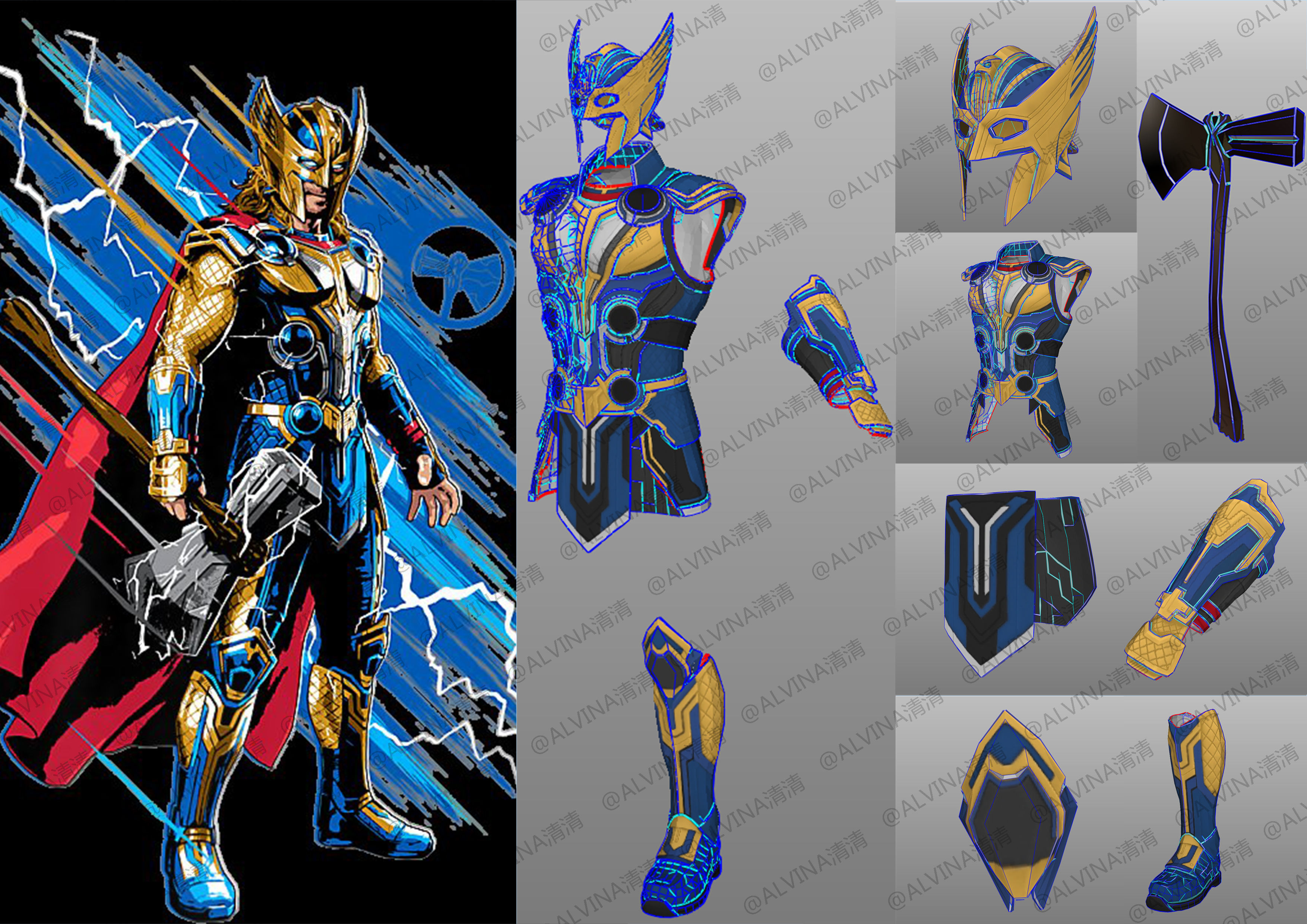 3D model Thor 2022 Armor - DIY Cosplay Pepakura Foam Template VR / AR ...