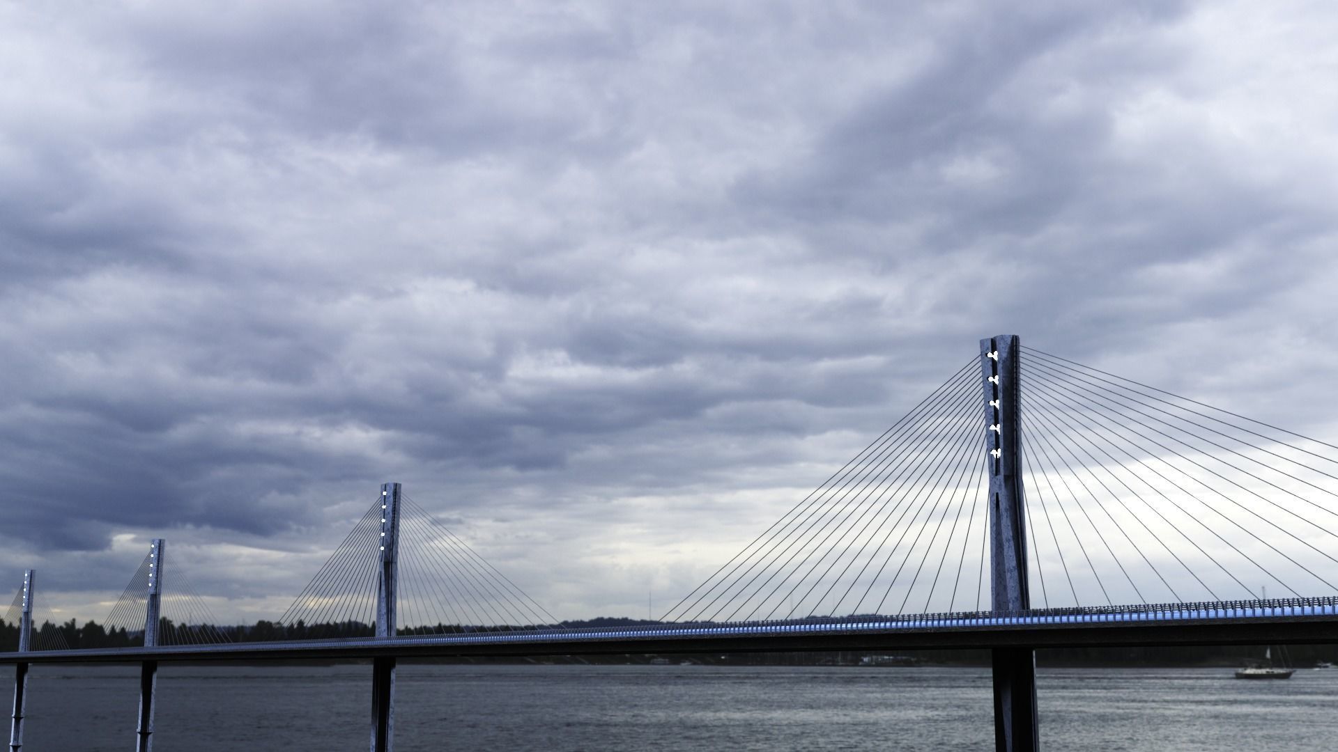 Multispan Cable-Stayed Bridge 3D model | CGTrader