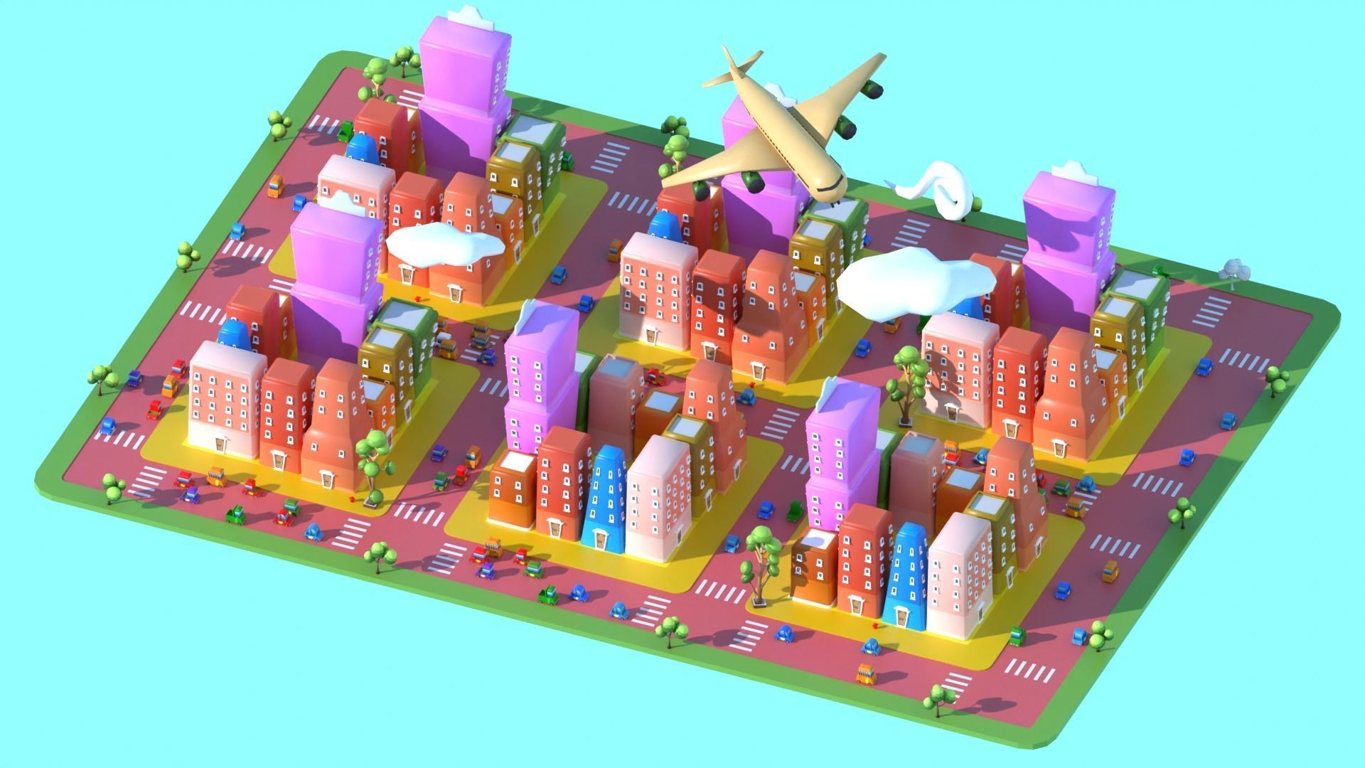 3D model Simple City Cartoon 2 VR / AR / low-poly | CGTrader