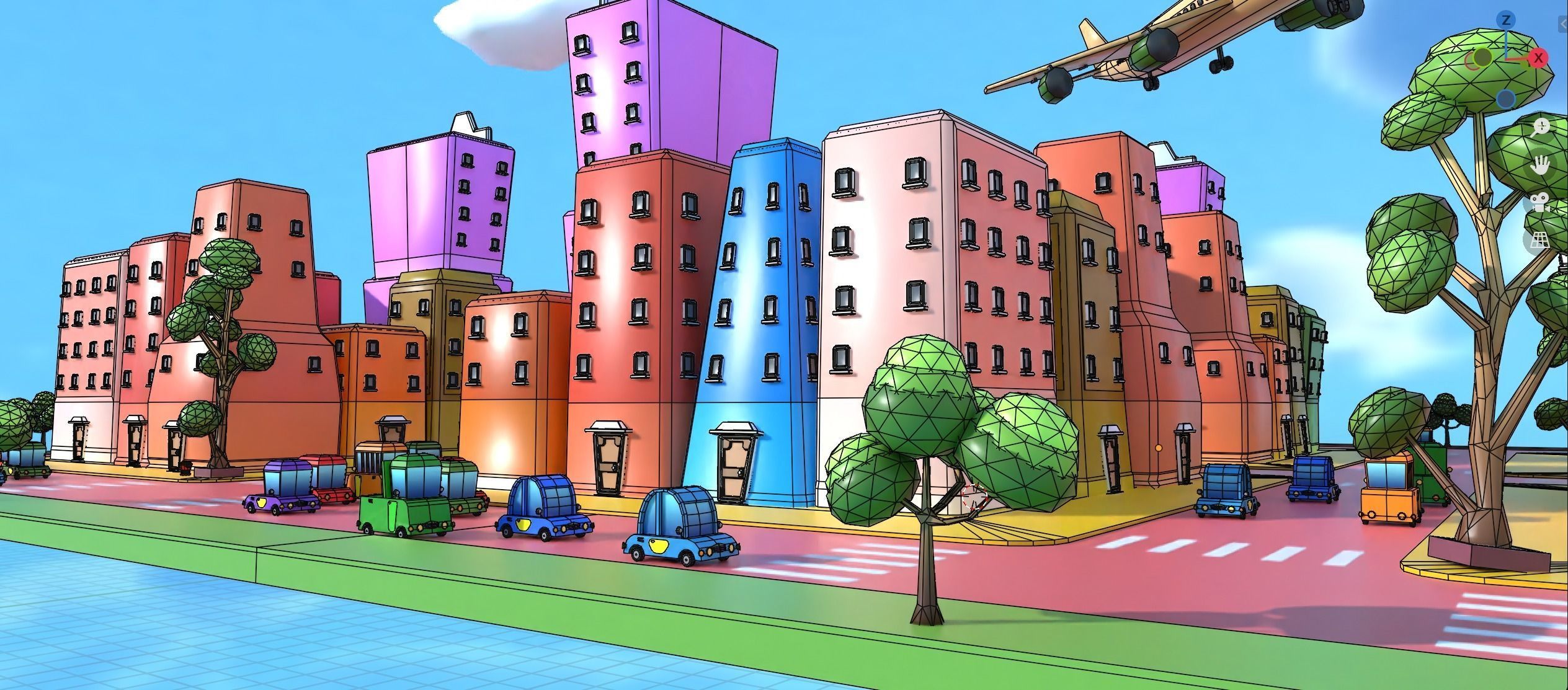 3D model Simple City Cartoon 2 VR / AR / low-poly | CGTrader