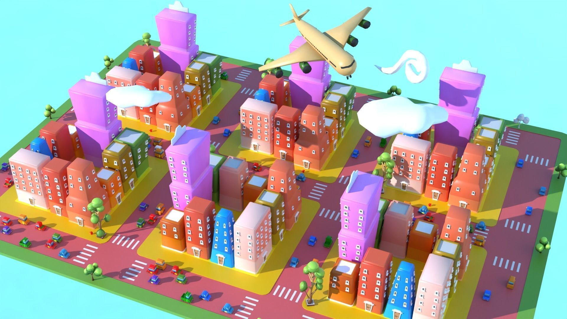 3D model Simple City Cartoon 2 VR / AR / low-poly | CGTrader