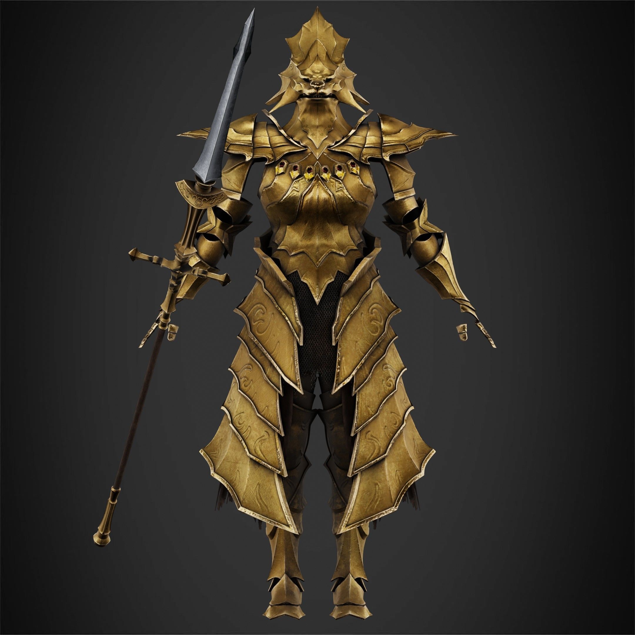 Ornstein Dragon Slayer Full Armor and Spear for Cosplay 3D Model ...