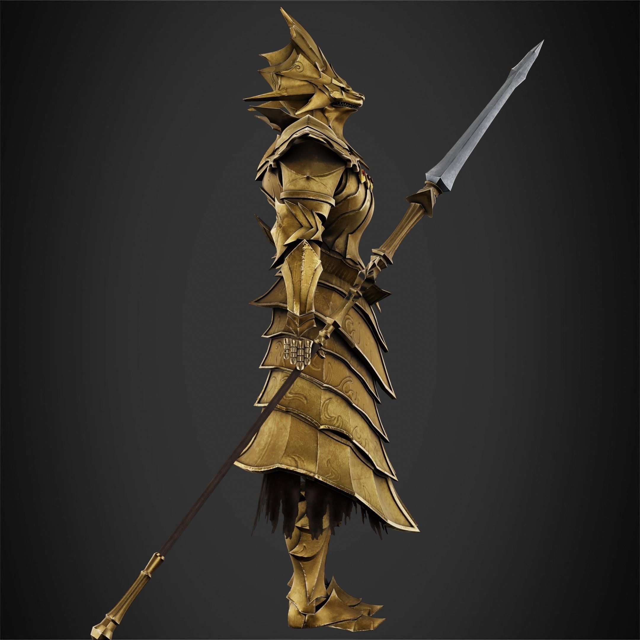 Ornstein Dragon Slayer Full Armor and Spear for Cosplay 3D Model ...