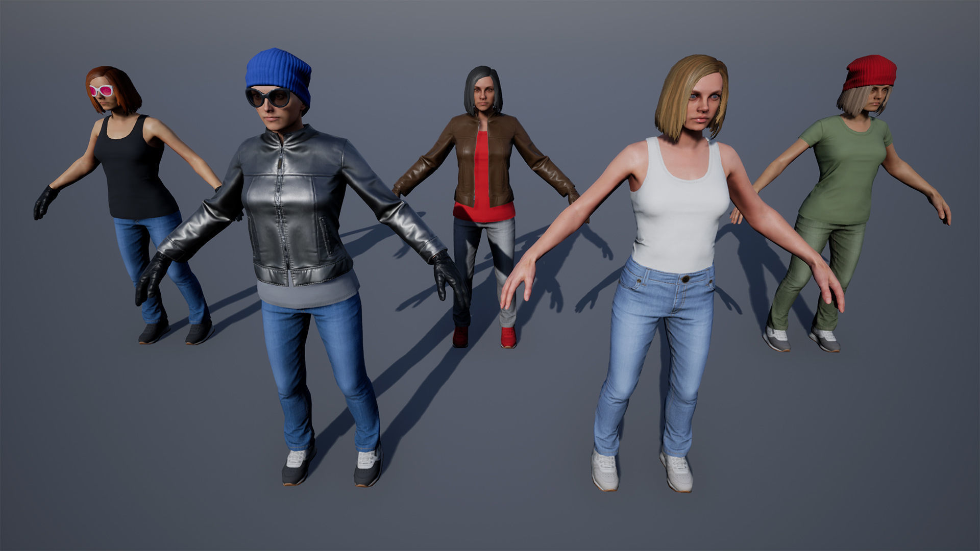 3D model Regular Female Civilian Character UE pack VR / AR / low-poly ...