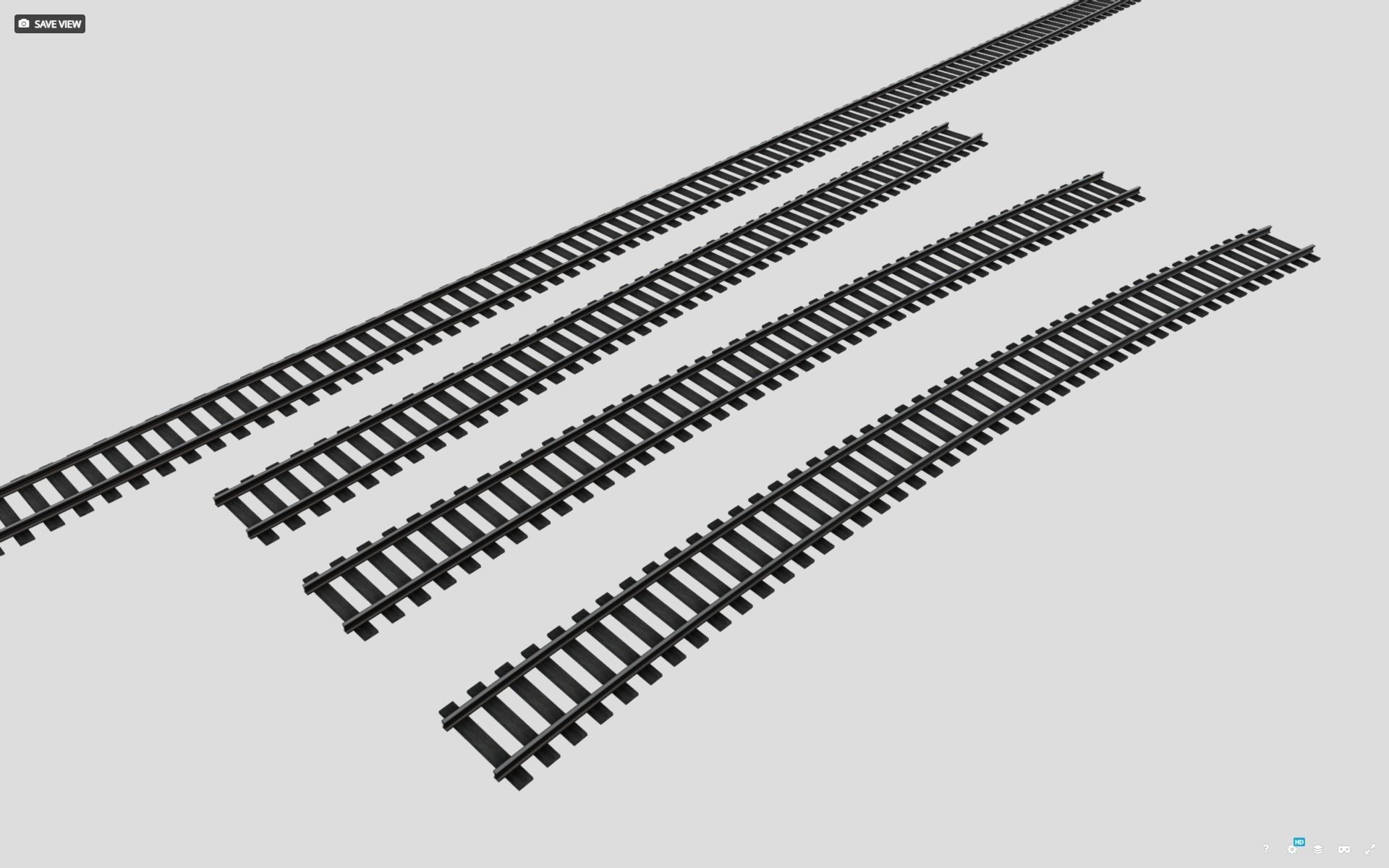3D model Railroad Tracks Straight And Curved Tileable VR / AR / low ...