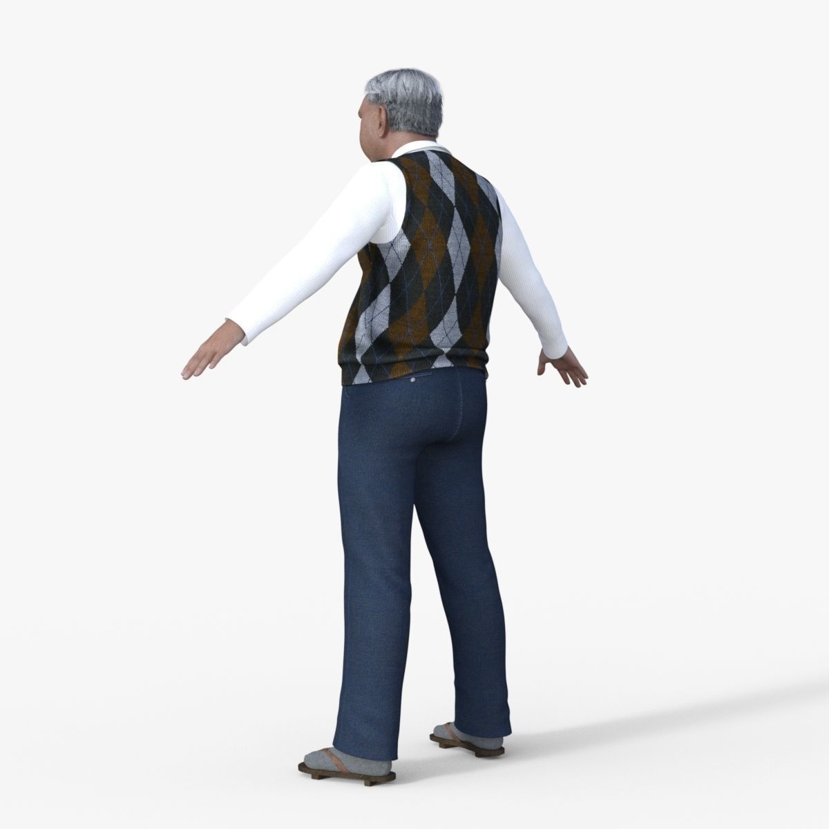 Realistic Grandfather 3D model rigged | CGTrader
