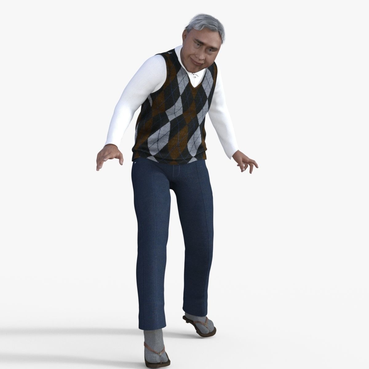 Realistic Grandfather 3D model rigged | CGTrader