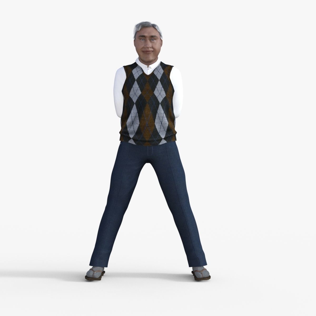 Realistic Grandfather 3D model rigged | CGTrader