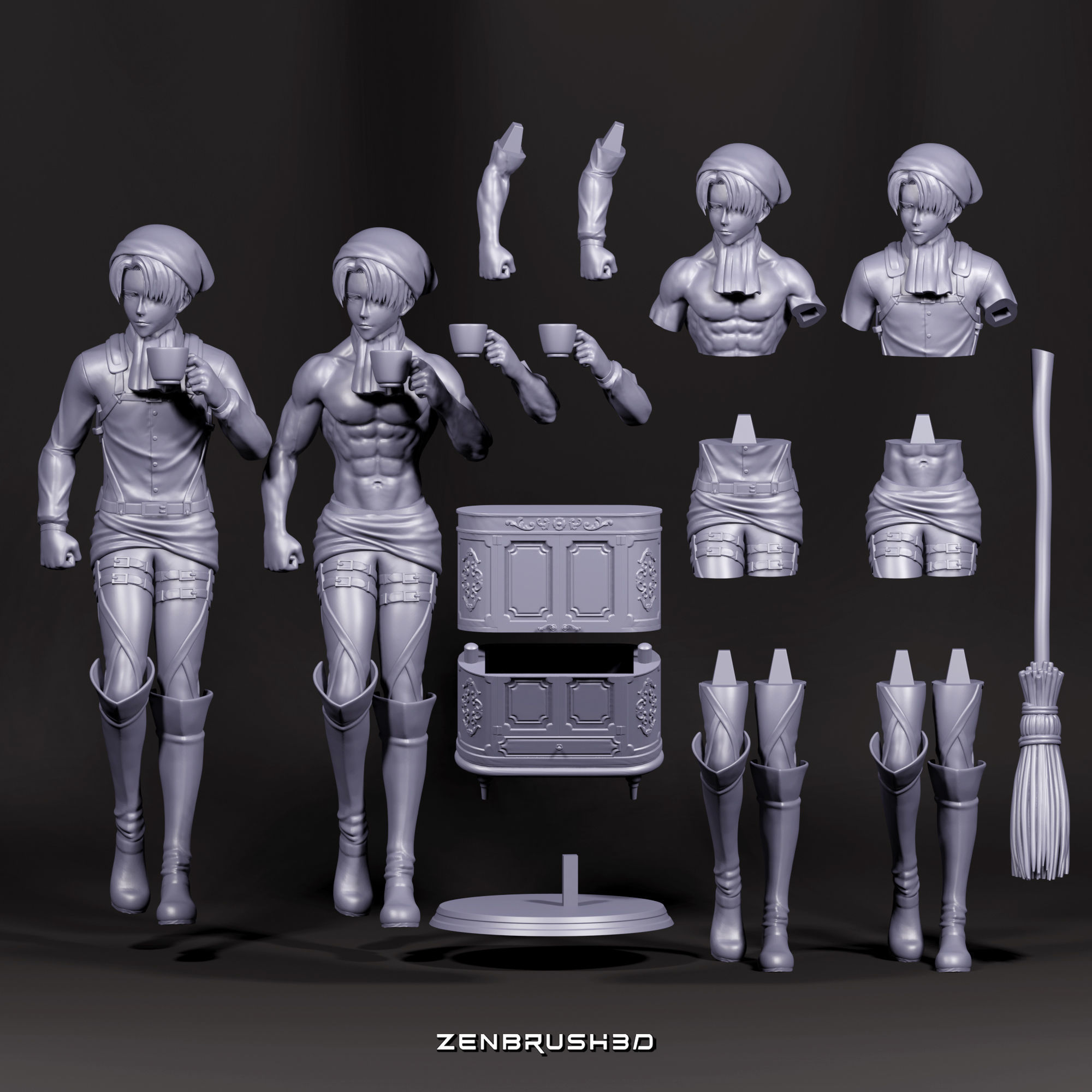 LEVI ACKERMAN - CLEANING OUTFIT - ATTACK ON TITAN - SNK 3D model 3D printable | CGTrader