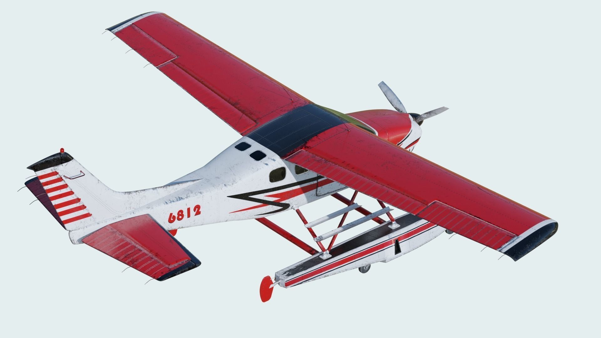 3D model Old Cessna 210 seaplane VR / AR / low-poly | CGTrader