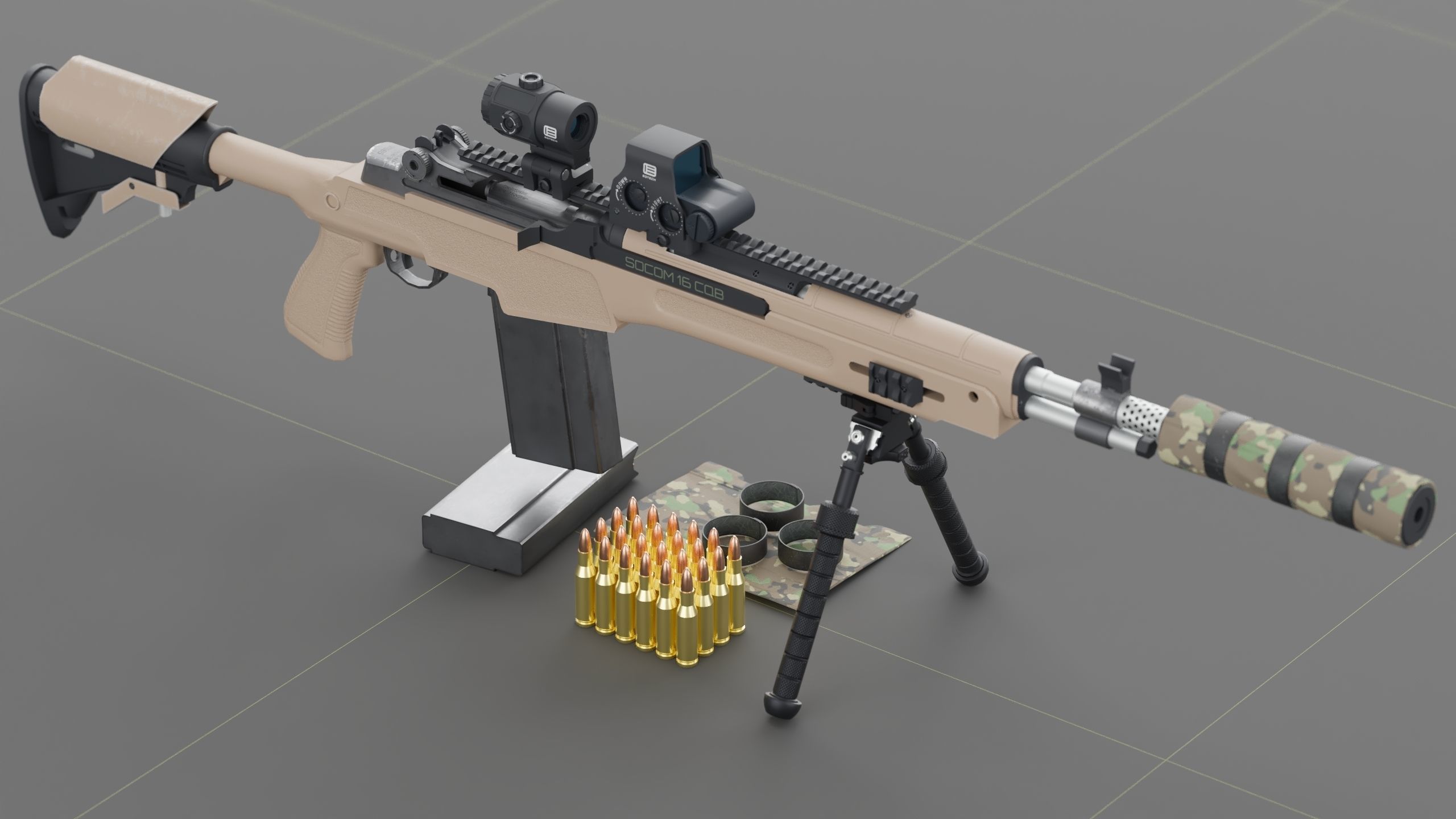 3D model Springfield Armory - M1A - Socom 16 VR / AR / low-poly | CGTrader