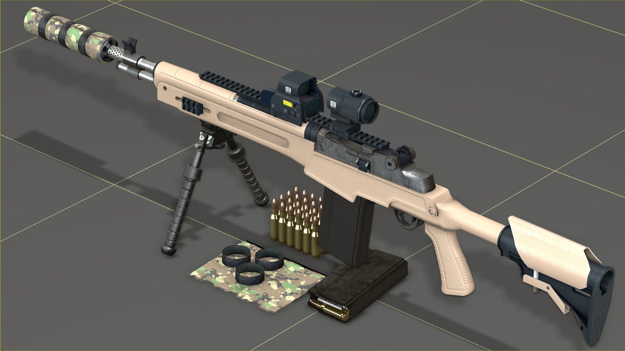 3D model Springfield Armory - M1A - Socom 16 VR / AR / low-poly | CGTrader