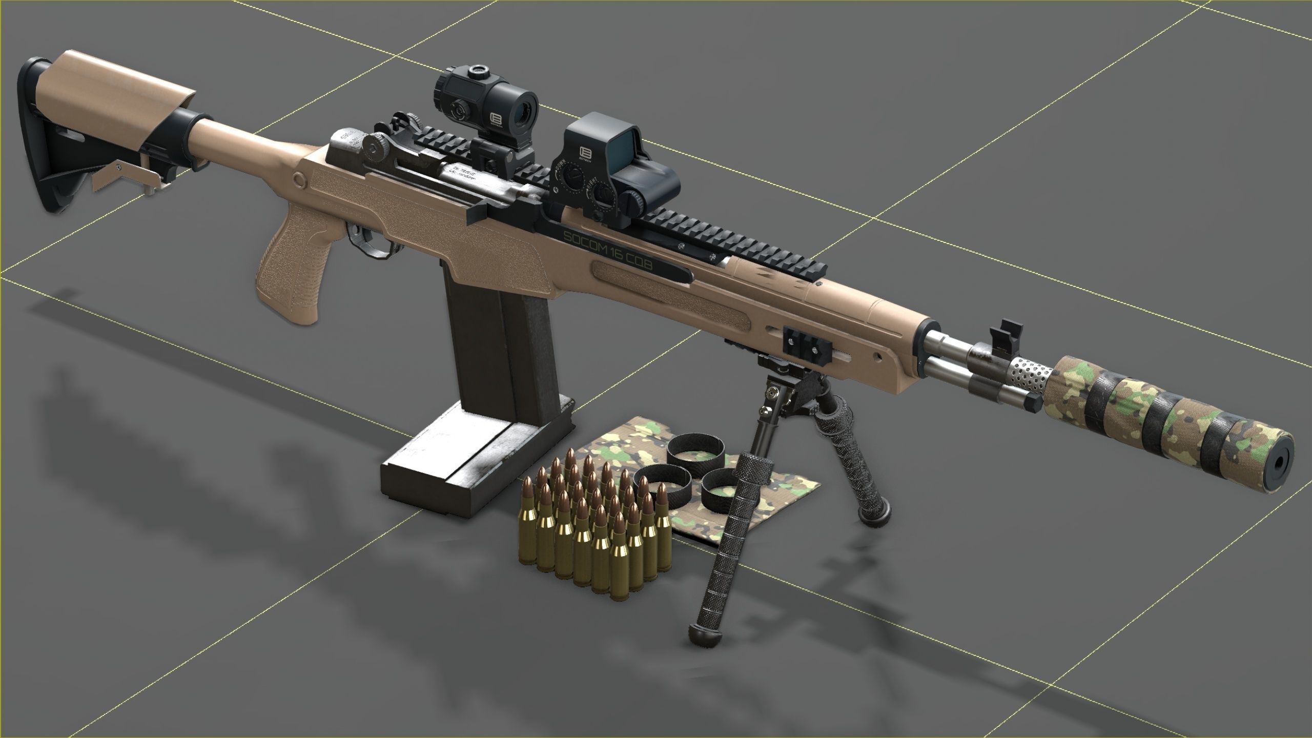 3D model Springfield Armory - M1A - Socom 16 VR / AR / low-poly | CGTrader