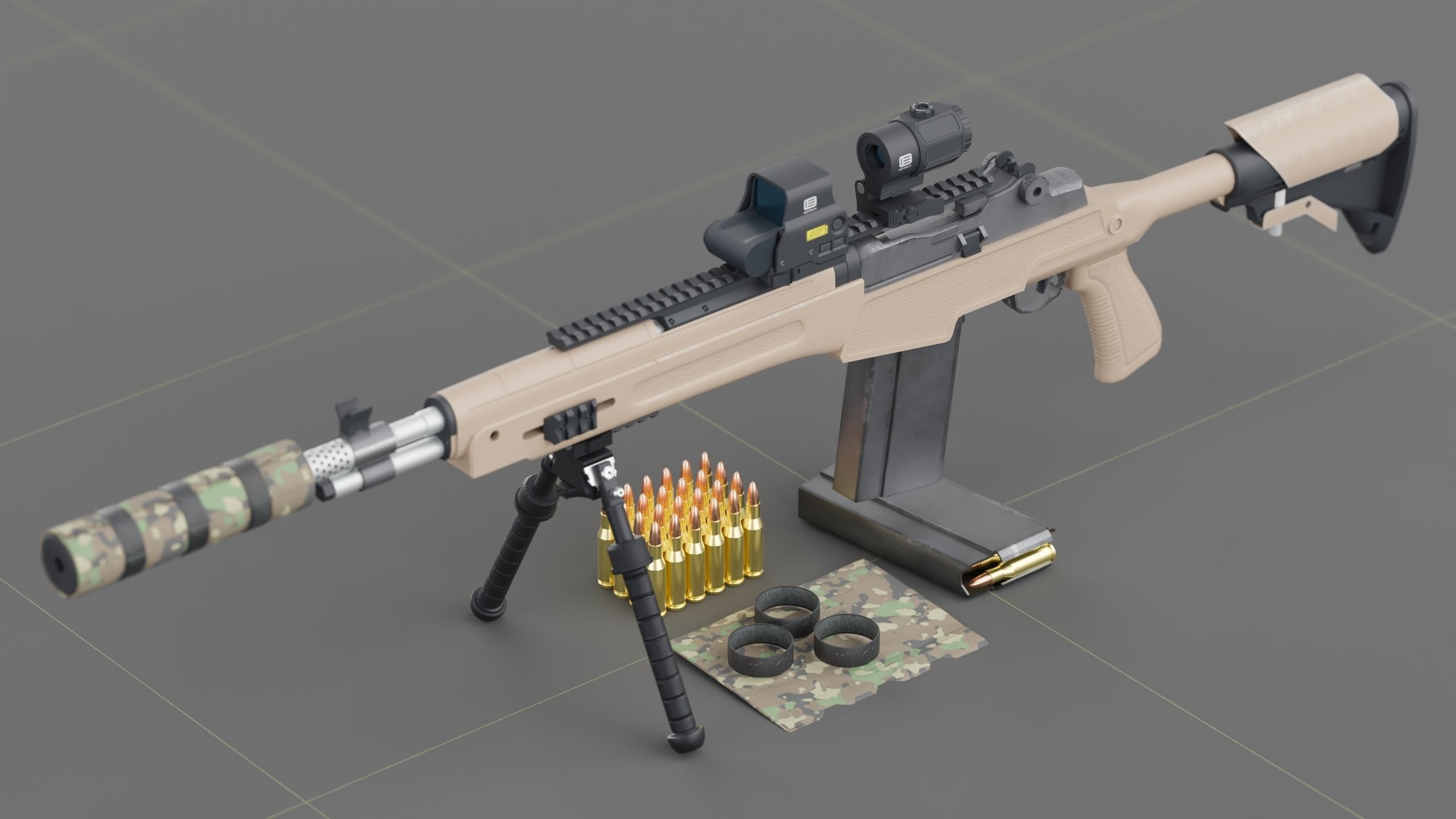 3D model Springfield Armory - M1A - Socom 16 VR / AR / low-poly | CGTrader