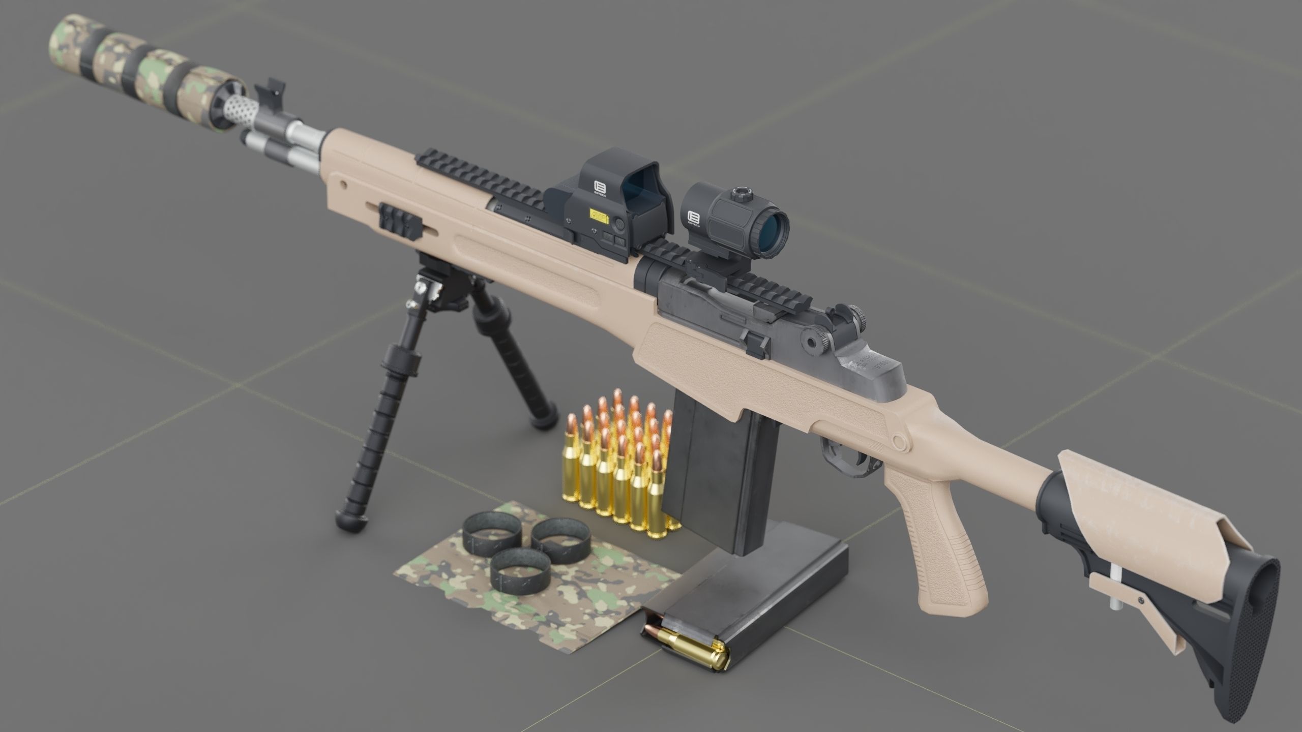 3D model Springfield Armory - M1A - Socom 16 VR / AR / low-poly | CGTrader