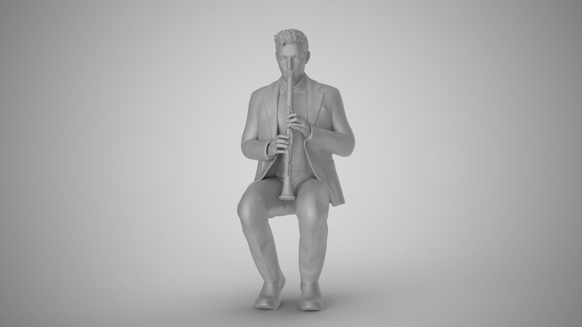 Man Playing Clarinet 2 3D model 3D printable | CGTrader