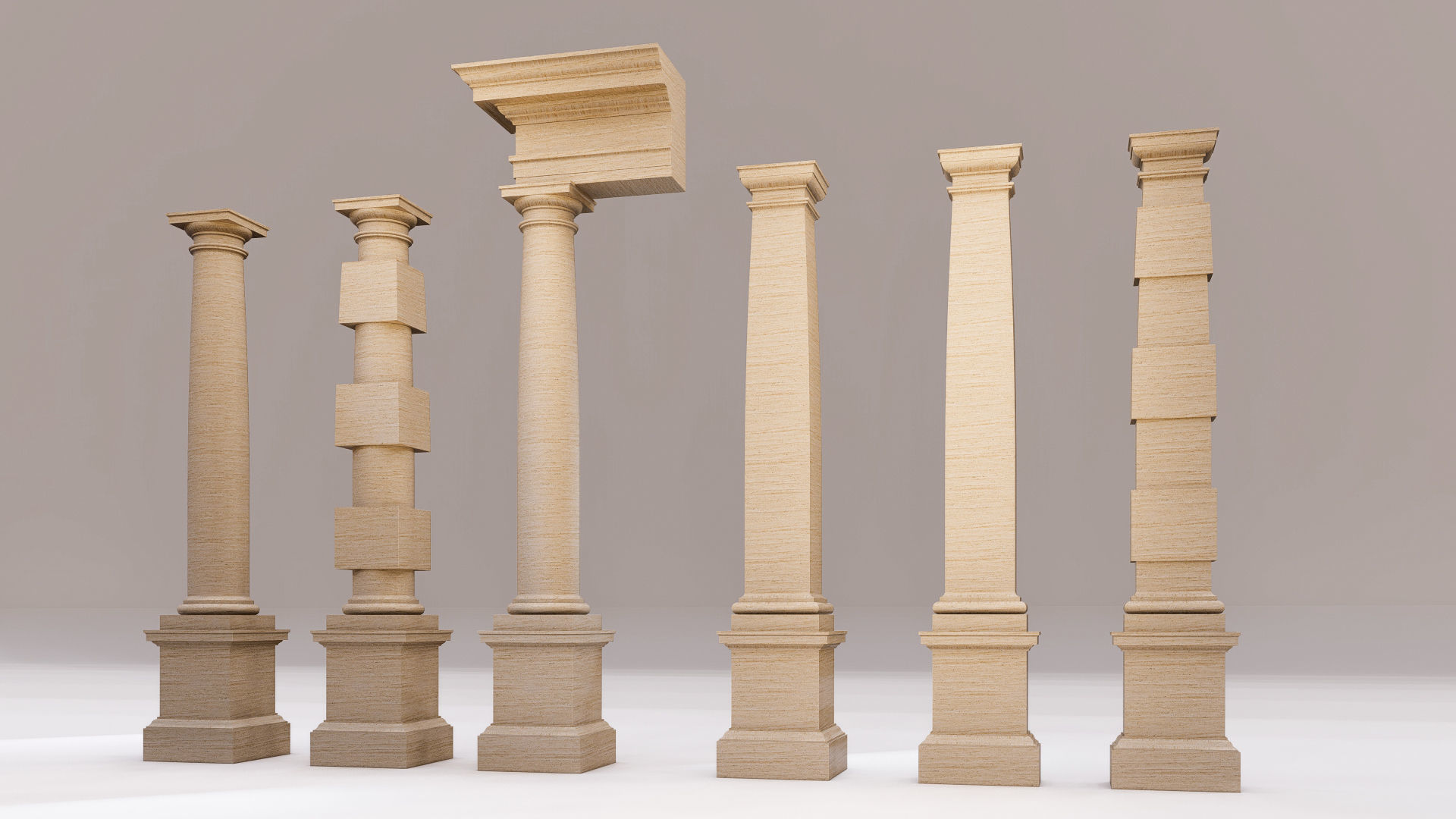 Tuscan column with pedestal and entablature Tuscan Order Gibbs 3D model ...