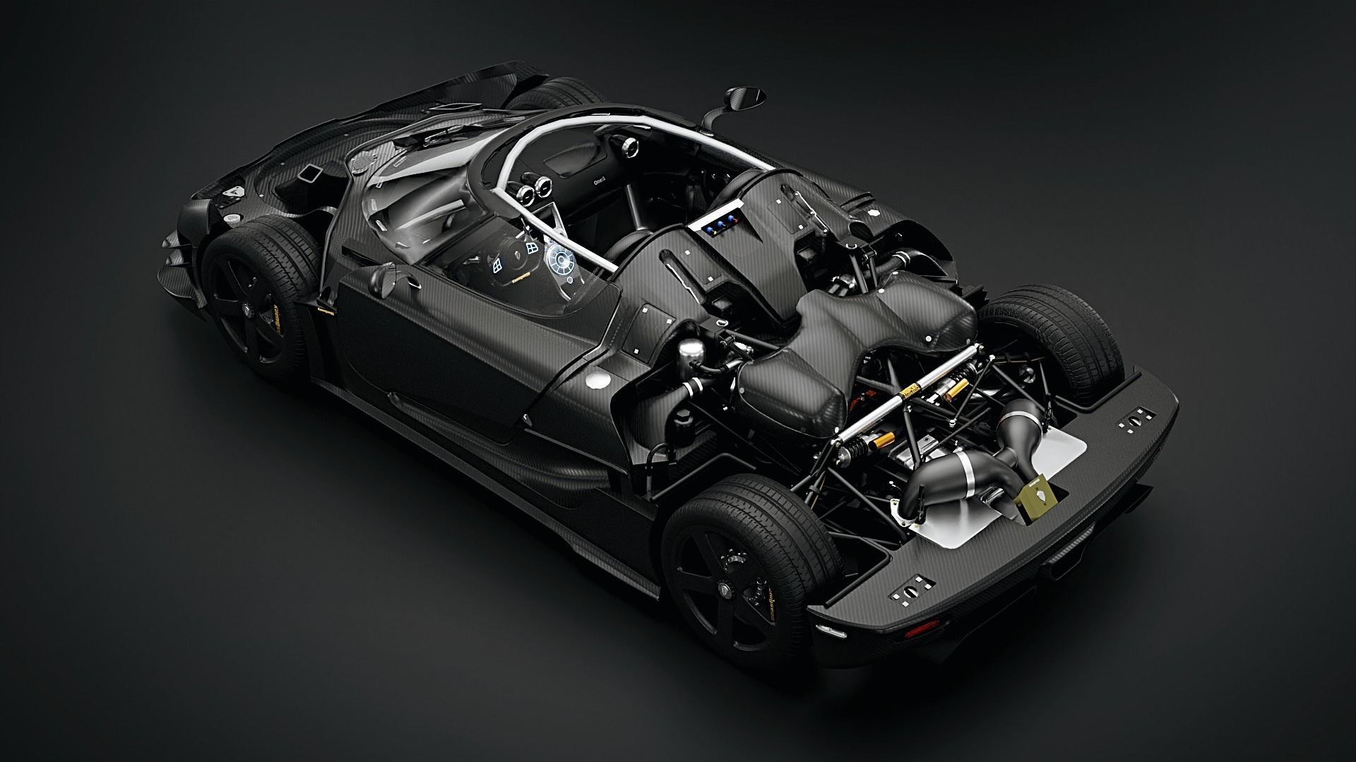 3D model Koenigsegg One 1 Full Exposed Carbon - Interior and Engine Bay ...