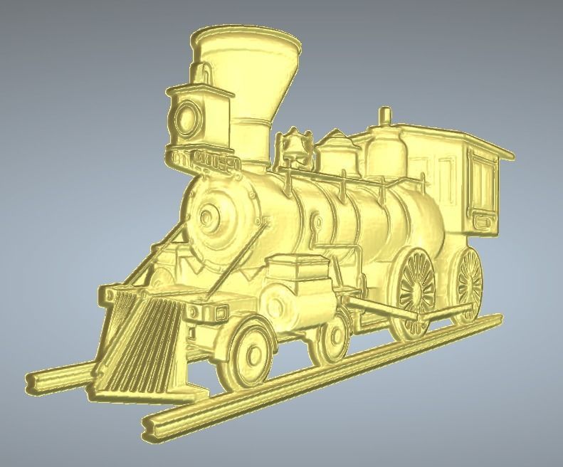 TRAIN LOCOMOTIVE 3D RELIEF CNC CARVING 3D model 3D printable | CGTrader