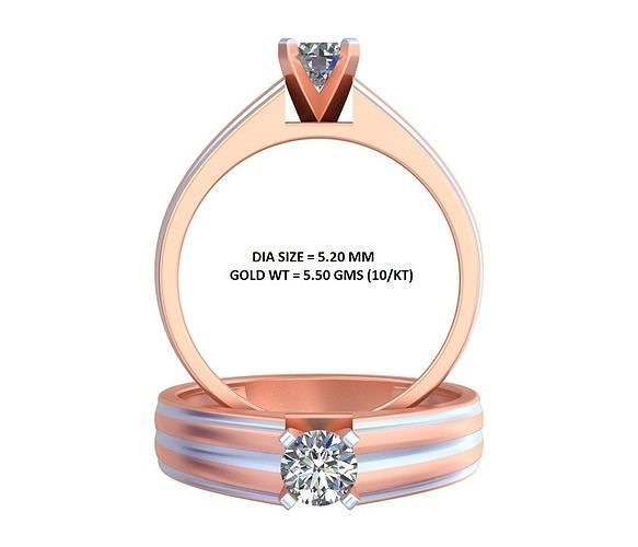 Solitaire Curved Shape Diamond Ring GR-84 3D model 3D printable | CGTrader