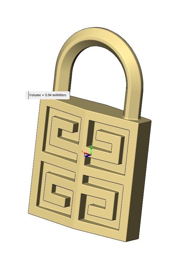 Givenchy greek key padlock pendant 3D model 3D printable | CGTrader