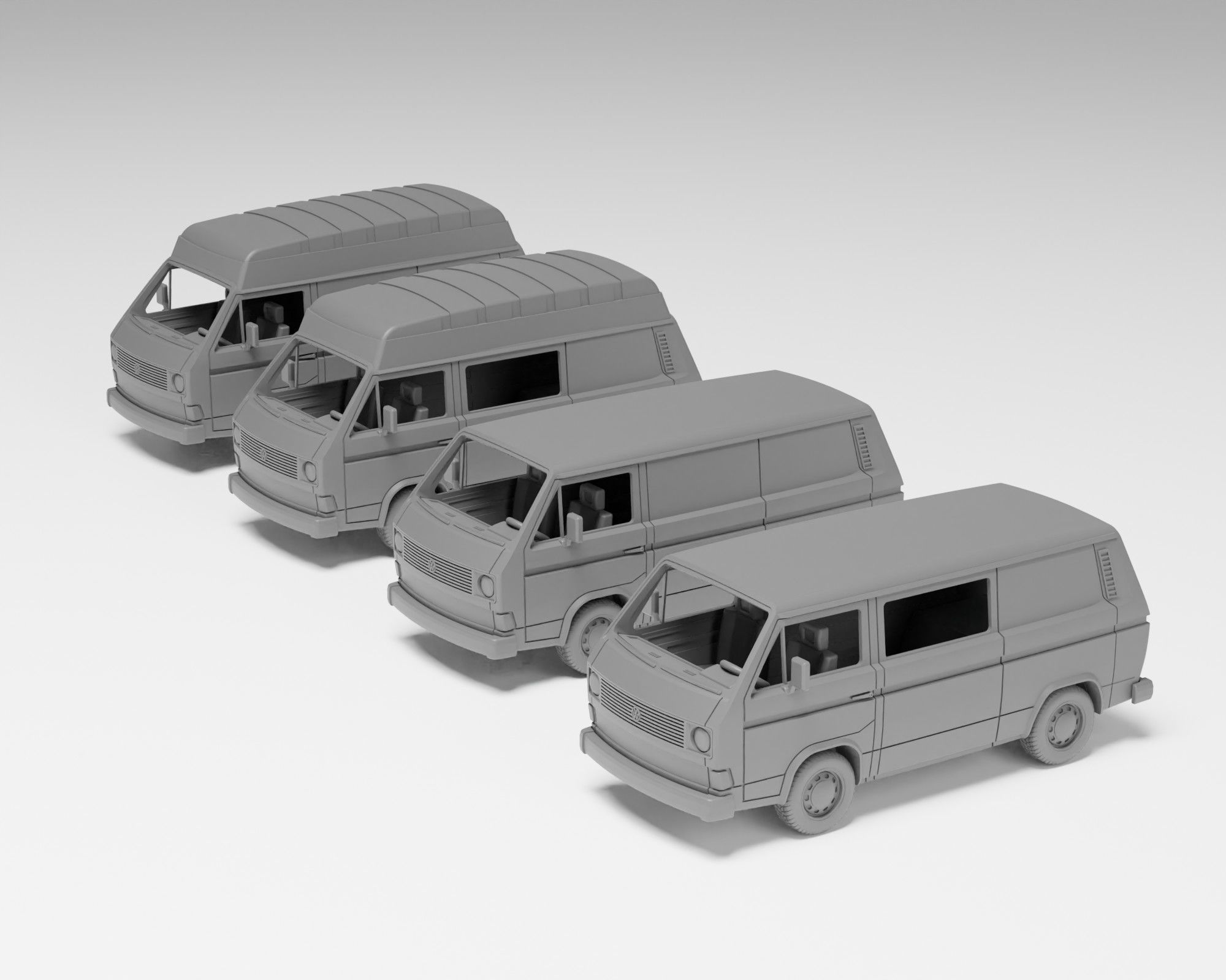 VW T3 Panel Van - H0 Scale model kit 3D model 3D printable | CGTrader