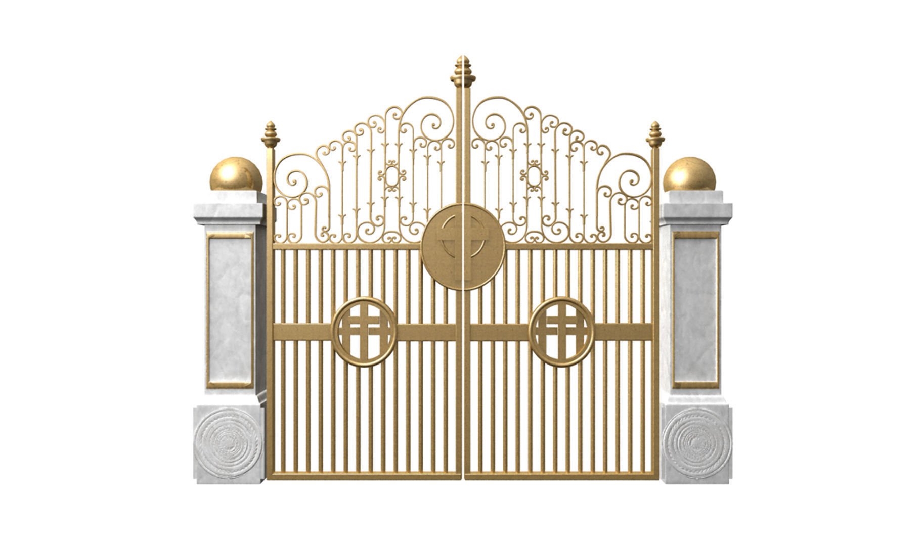 Large Gates And Pillars 3D model | CGTrader
