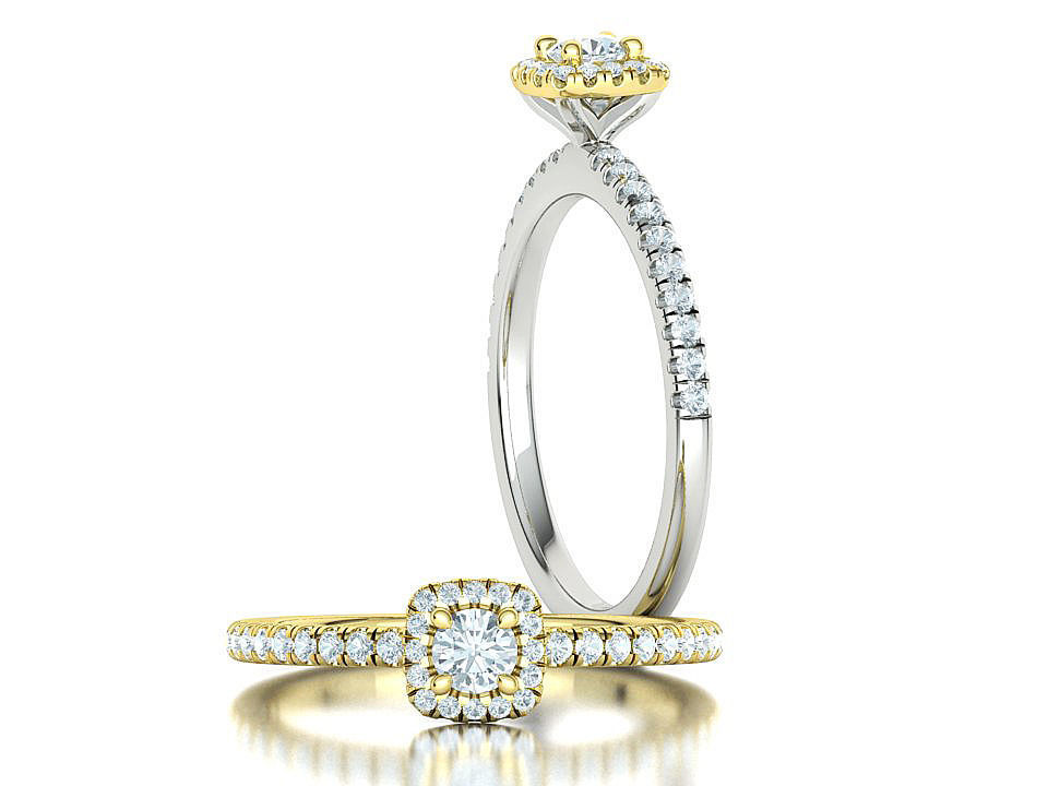 Halo Promise Ring Cushion Halo Engagement Ring 3dmodel 3D model 3D ...