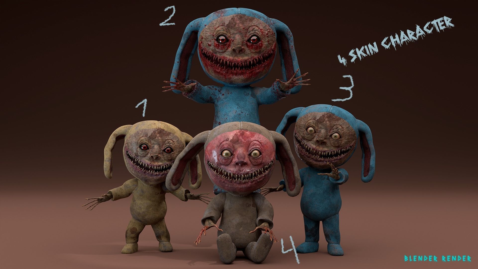 3D model Scary Rabbit game character for Horror games VR / AR / low ...