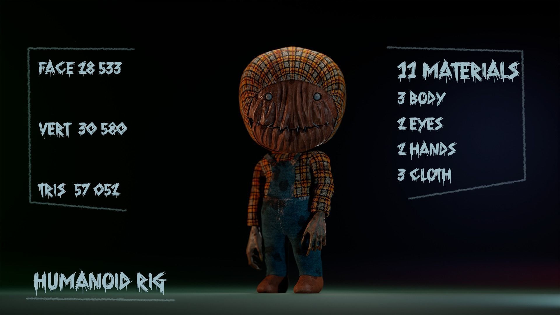 3D model Scary toy scarecrow game character for Horror and Fantasy ...