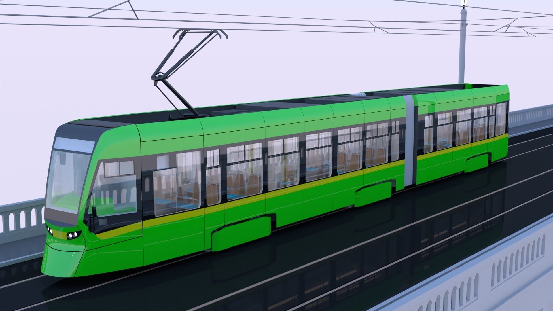 Bridge with Stadler tram 3D model | CGTrader