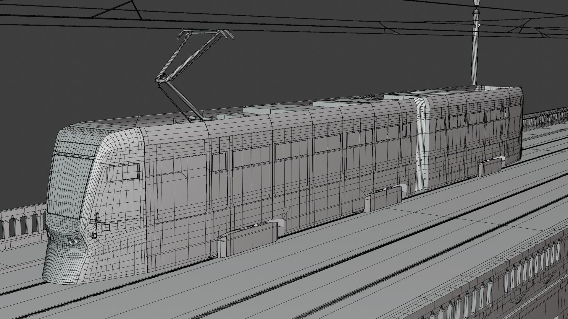 Bridge with Stadler tram 3D model | CGTrader