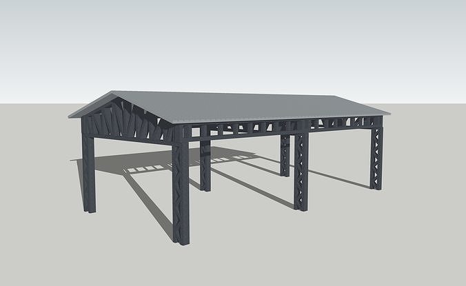 3D model Large Open Shed for Station Factory by Outland Models VR / AR ...