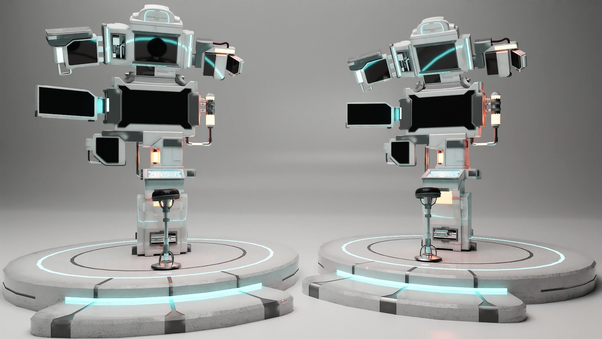3D model Sci-Fi Control Room Set VR / AR / low-poly | CGTrader