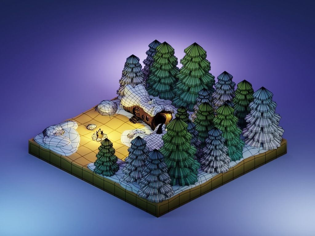 3D model Winter diorama VR / AR / low-poly | CGTrader