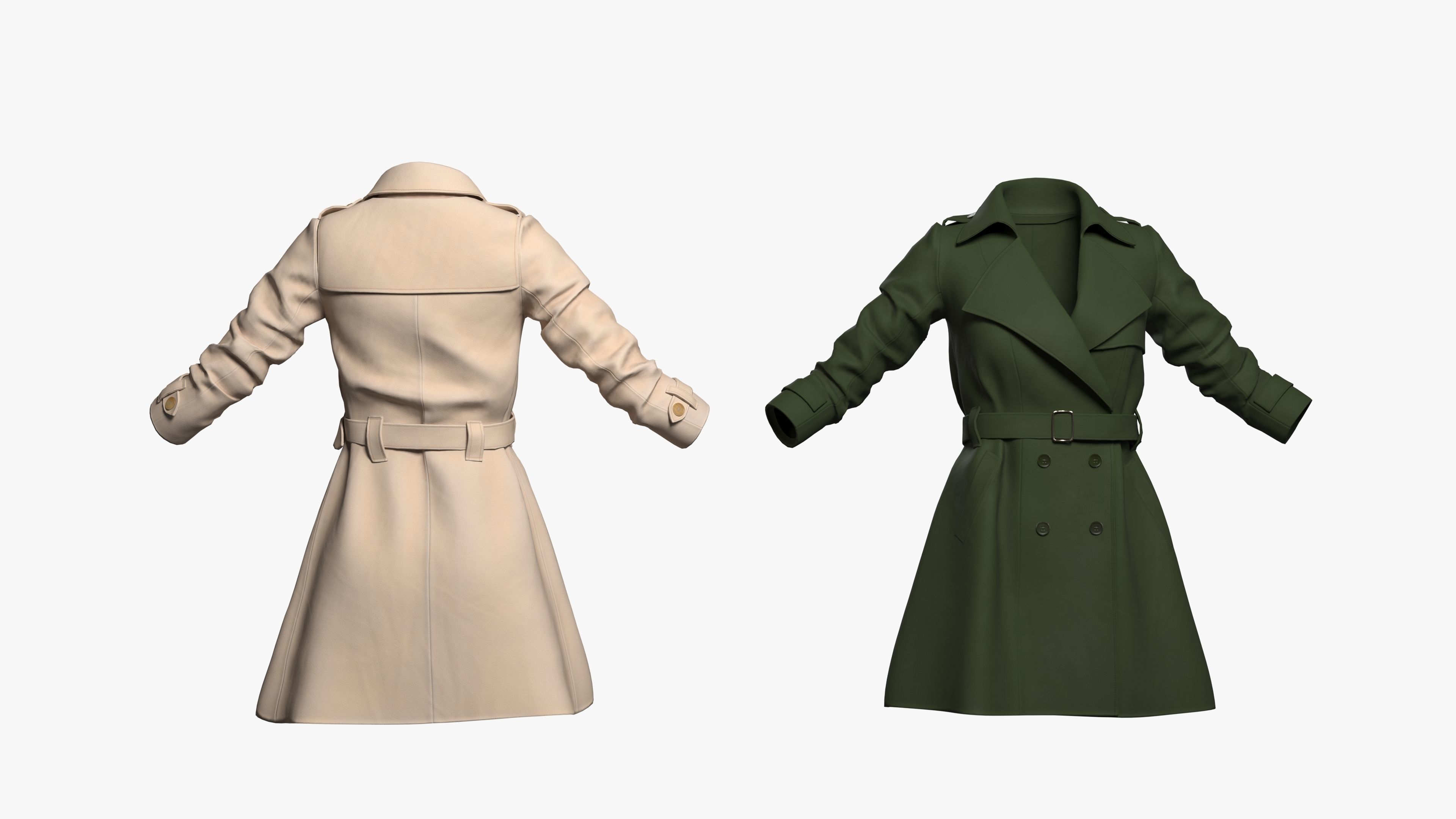 3D model Coat TrenchCoat For Woman MAX VR / AR / low-poly | CGTrader