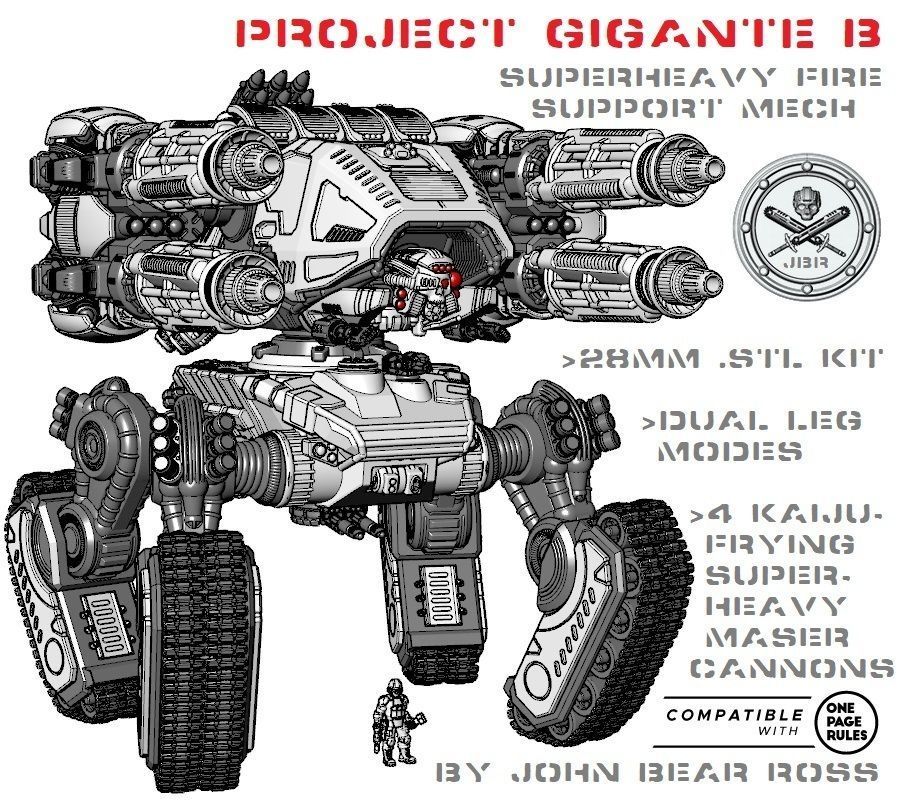 Project Gigante B - 28mm Super Heavy Fire Support Mech 3D model 3D ...